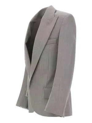 Victoria Beckham Peak-lapels Wool Blazer - Grey