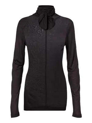 LEMAIRE Tie-neck Jersey Top In Coal - Grey
