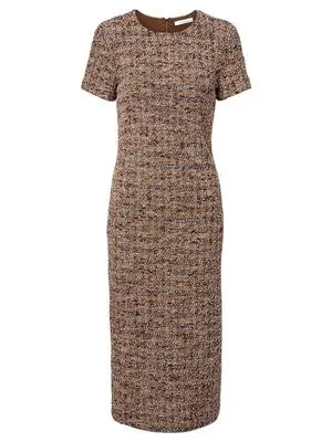 Max Mara Giugno Cotton And Wool-blend Midi Dress - Brown