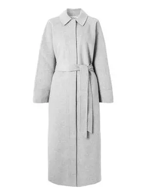Tove Yoonmi Belted Brushed Wool-blend Coat - Gray