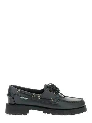 SEBAGO Leather Lace-up Loafers - Black