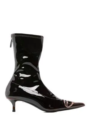 DIESEL® Logo-plaque Heeled Boots - Red