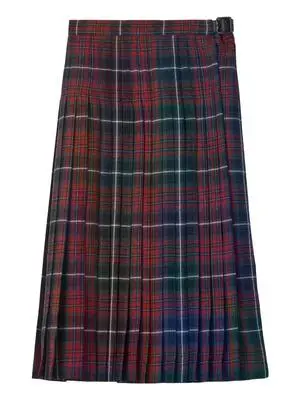 Burberry Check Wool Blend Midi Kilt - Red