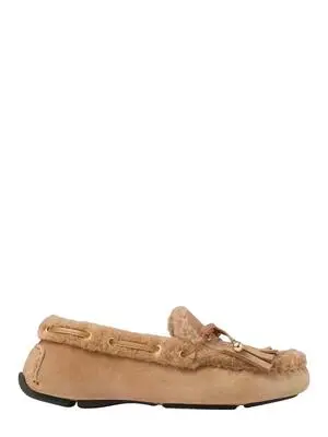 JIMMY CHOO Manon Shearling Trim Loafers - Brown