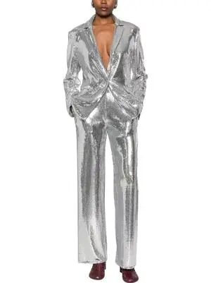 Patrizia Pepe Sequin Embellished Flared Trousers - Silver