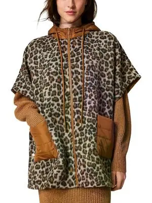 TWINSET Leopard Print Hooded Jacket - Brown