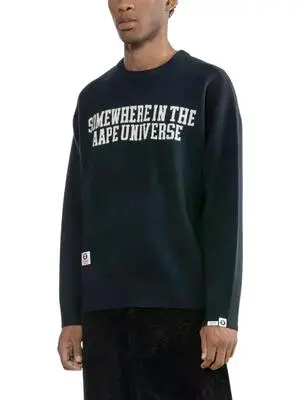 AAPE BY *A BATHING APE Logo-printed Crew Neck Sweatshirt - Blue
