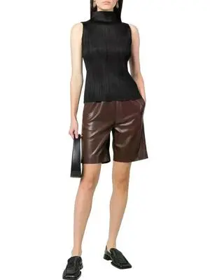 Issey Miyake Sleeveless High Neck Top - Black