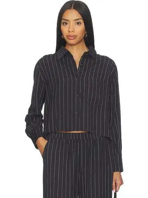 BOBI Boxy Button Front Shirt - Black