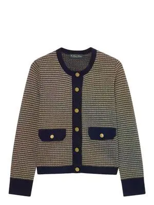 Brooks Brothers Jacquard Knit Cardigan - Blue