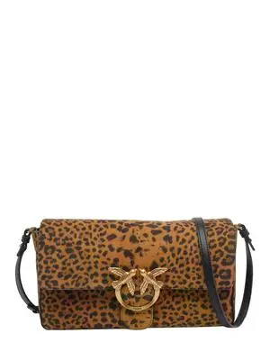 Pinko Leopard Print Calf Leather Tote Bag - Brown