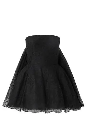 Givenchy Strapless Lace Mini Dress With Cape Effect - Black