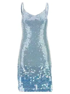 P.a.r.o.s.h Sequin-embellished Midi Dress With Spaghetti Straps - Blue