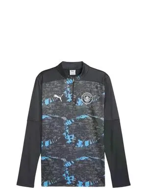 PUMA Manchester City Quarter-zip Long-sleeve Top - Grey