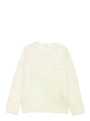 Yohji Yamamoto Distressed Wool Blend Sweater - Neutrals