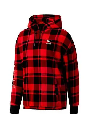PUMA Check-pattern Hoodie - Red