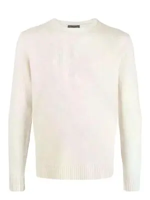 ROBERTO COLLINA Crew-neck Merino-cashmere Jumper - Neutrals