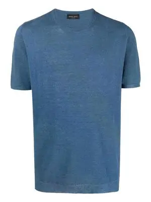 ROBERTO COLLINA Crew-neck Fitted T-shirt - Blue