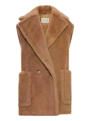 Max Mara Double-breasted Fur Gilet Neutrals