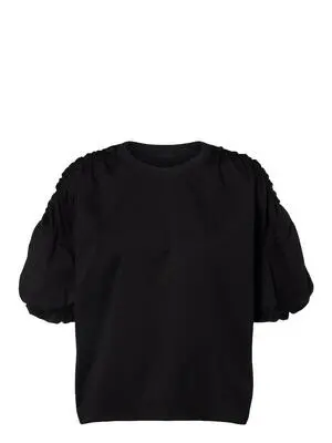 Noir Kei Ninomiya Noir Kei Ninomiya Gathered Cotton Jersey T-Shirt Black