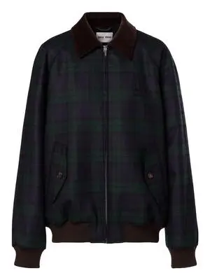 MIU MIU Miu Miu Plaid Virgin Wool Blouson Jacket