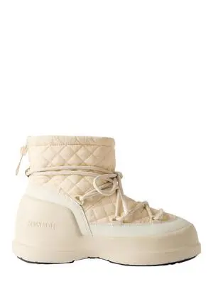 Moon Boot Mezzaluna Mid Quilted Shell And Rubber Boots - Neutrals