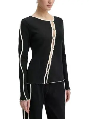RÉSUMÉ Button-up Cardigan With Contrasting Trim - Black
