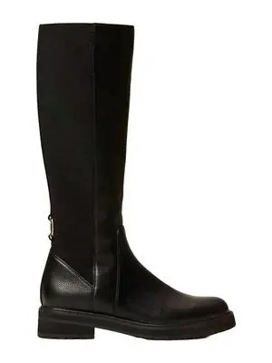 TWINSET Knee High Boots With Elastic Back - Black