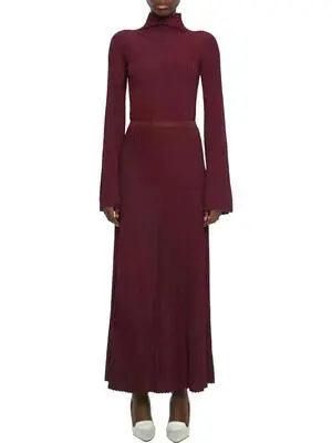 Adam Lippes Adam Lippes Pleated Roll-Neck Skirt Red