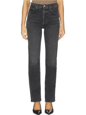 AGOLDE 90s Pinch Waist High Rise Long Straight Jeans - Black