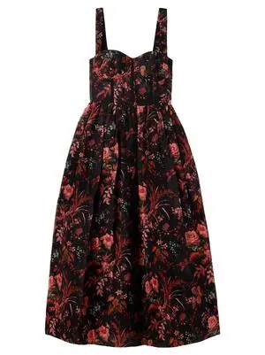 Cara Cara Cara Cara Phoebe Floral-Print Linen And Silk-Blend Midi Dress Multi