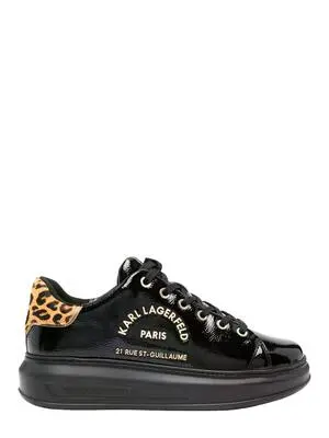 Karl Lagerfeld Leopard Print-heel Sneakers - Black