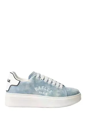 GAELLE PARIS Logo-embroidered Denim Platform Sneakers - Blue