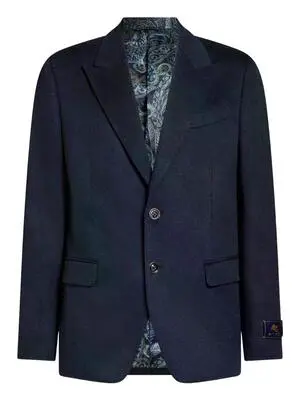 Etro Paisley-lined Cashmere Blazer Blue
