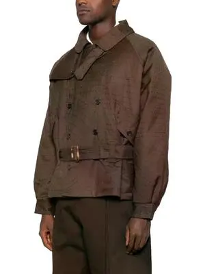 GLASS CYPRESS Belted Double-breasted Coat - Brown