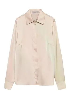 D.exterior Classic Collar Satin Shirt - Neutrals