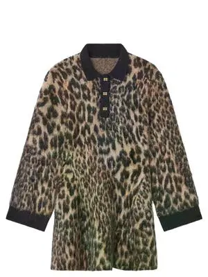 GANNI Leopard-print Button Mini Dress - Neutrals