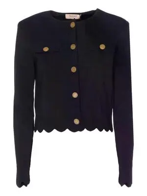 TWINSET Button-closure Cardigan With Scalloped Hem - Black