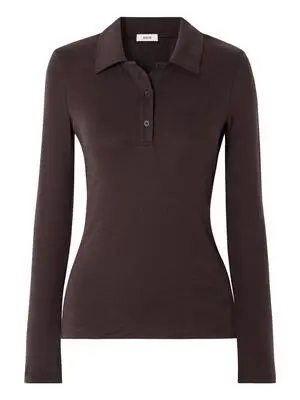 AGOLDE AGOLDE Amos Stretch-Lyocell Polo Shirt Burgundy