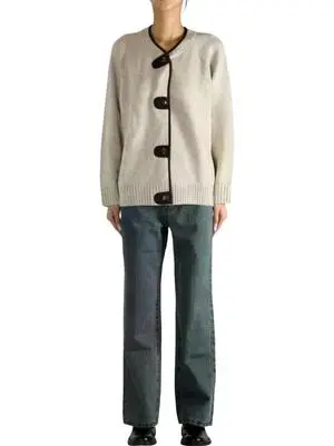 ATELIER Button Trim Cardigan - Neutrals