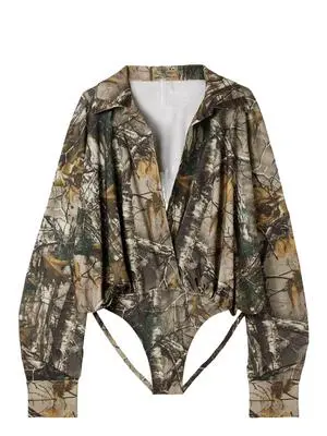 Norma Kamali Camouflage-print Stretch-jersey Bodysuit - Multi