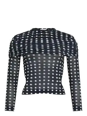PATOU Polka Dot Long Sleeve Blouse - Black