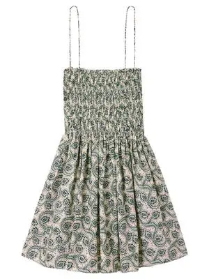 Matteau Shirred Printed Organic Cotton-poplin Mini Dress - Multi