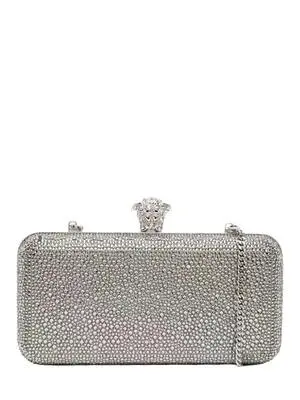 Versace Embellished Crystal Clutch - Grey
