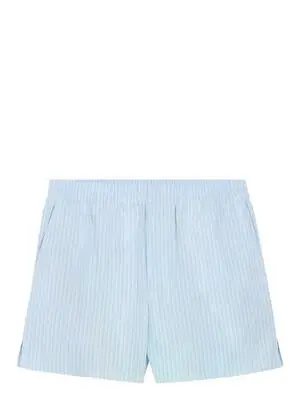 AMI Paris Cotton Poplin Striped Shorts - Blue