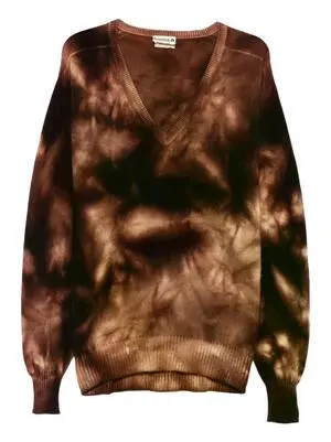A.N.G.E.L.O. VINTAGE CULT Tie-dye Cashmere V-neck Jumper - Brown