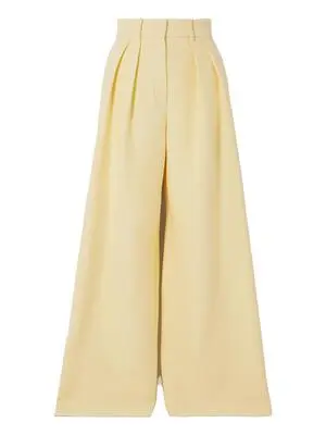 Brandon Maxwell The Holland Wool-blend Crepe Wide-leg Pants - Yellow