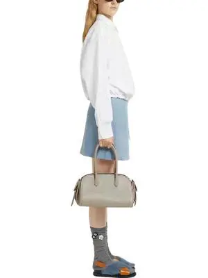 Marni Tulipea Leather Tote Bag Grey