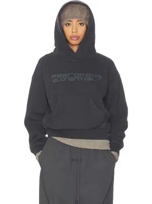 Fear Of God Classic Cropped Hoodie With Printed Design - Black