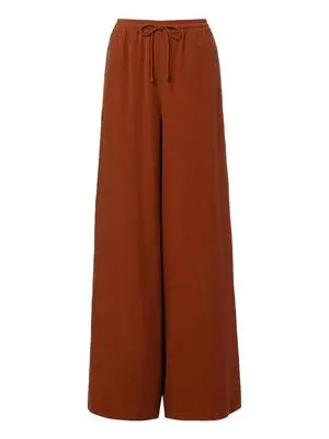 Max Mara Max Mara Silk Wide-Leg Trousers Brown